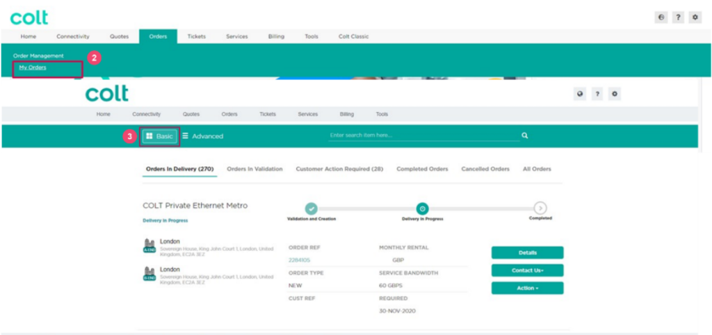 Using Colt Online | Customer Transition Handbook - Colt Online Help