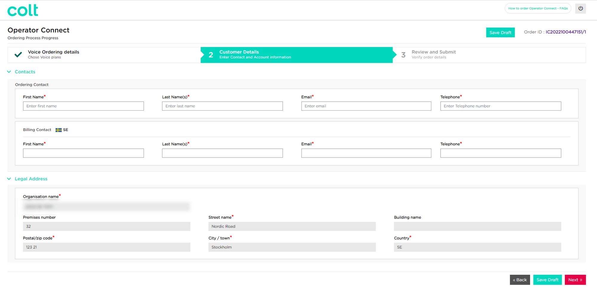 Operator Connect - Ordering Portal - Colt Online Help