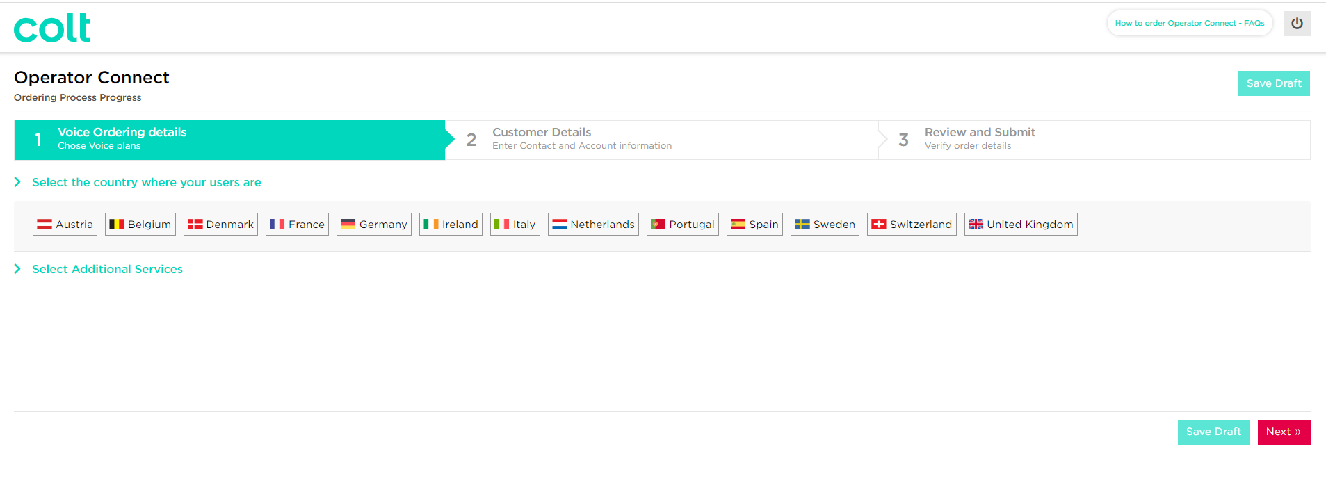 Operator Connect - Ordering Portal - Colt Online Help