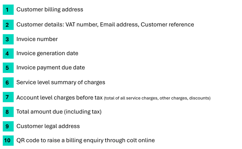 Invoices explained | Customer transition handbook | Colt