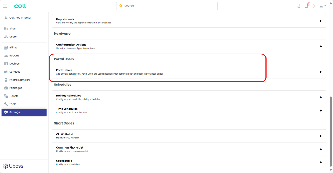 UBOSS Portal Guide - Colt Online Help